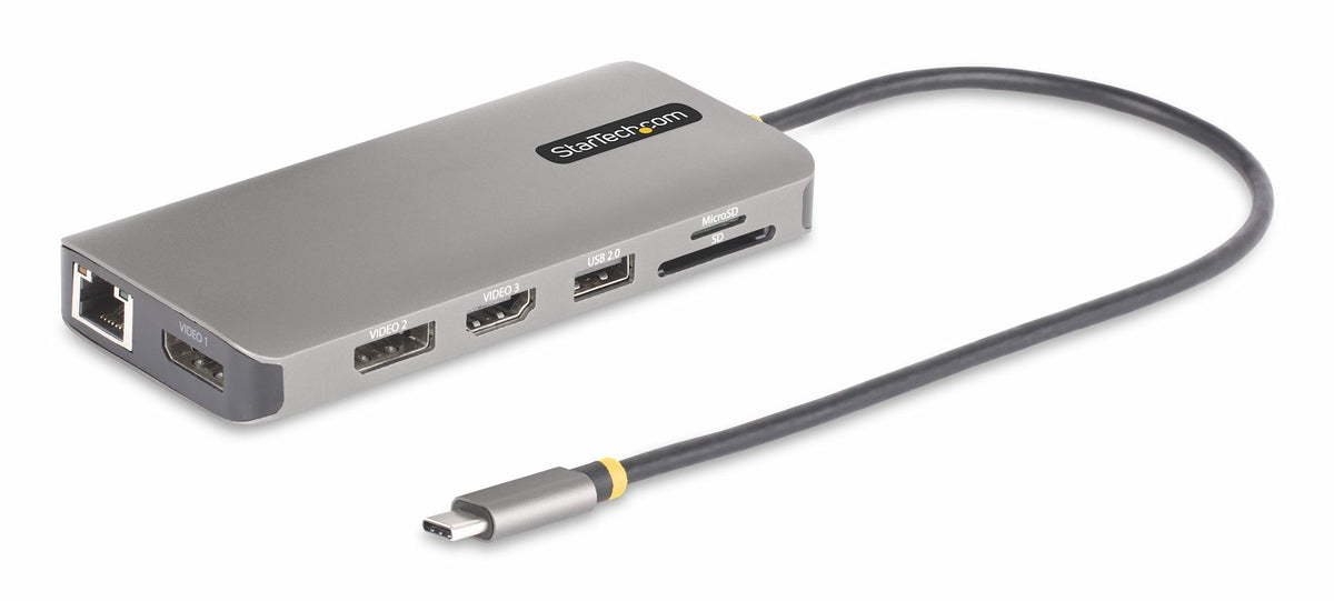 StarTech.com USB-C Triple-Monitor Multiport Adapter, Dual 4K 60Hz + 4K ...